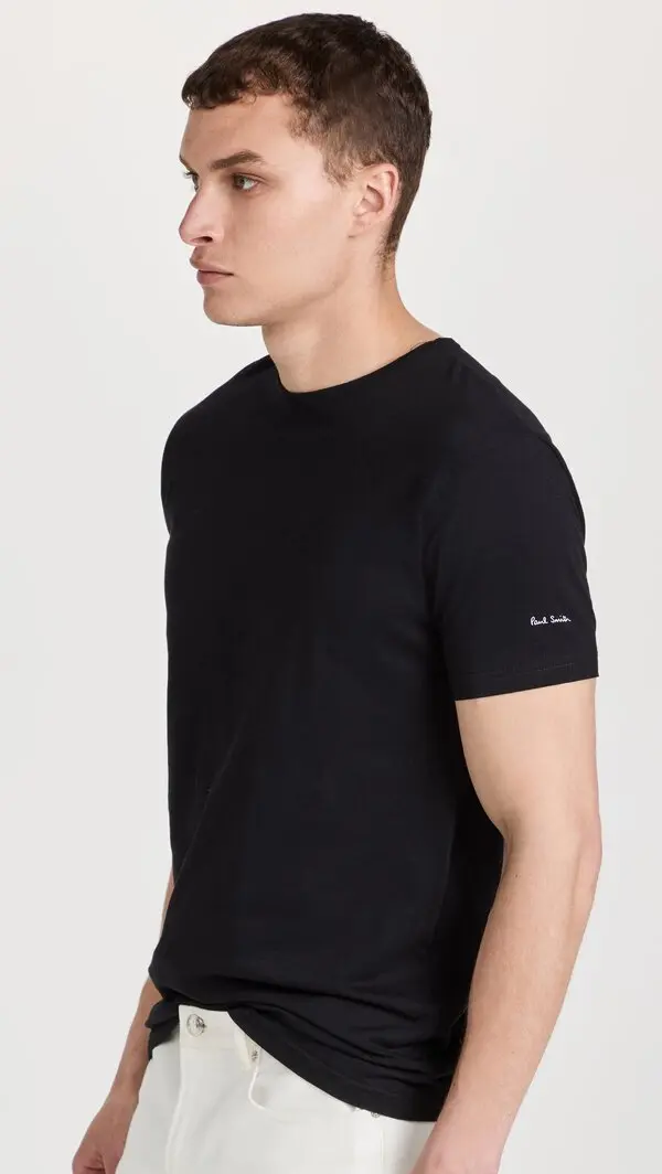 Paul Smith Cotton Logo Lounge 3 Pack T-shirts - Black/white/navy