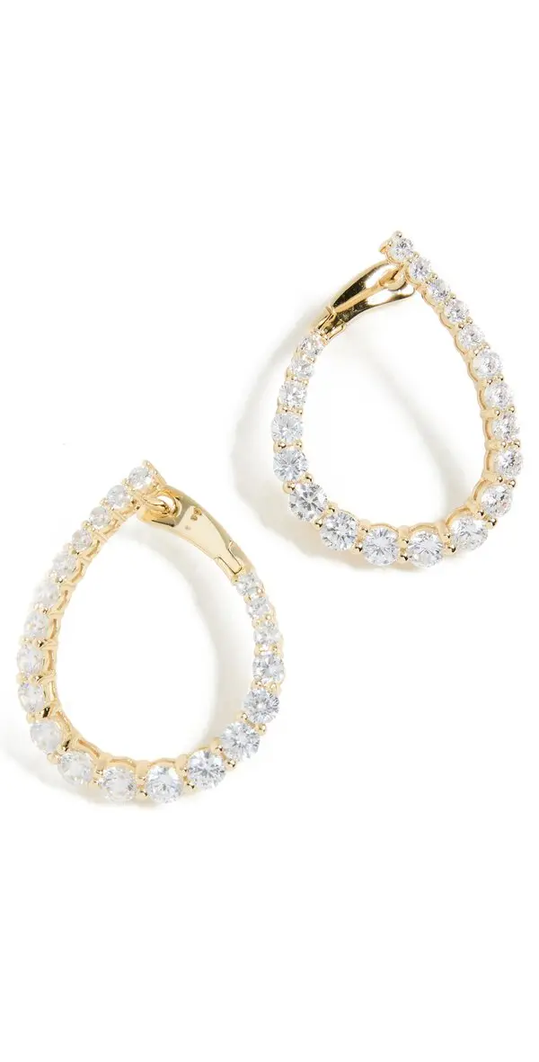 Shashi Pave Twist Hoop Earrings - Gold