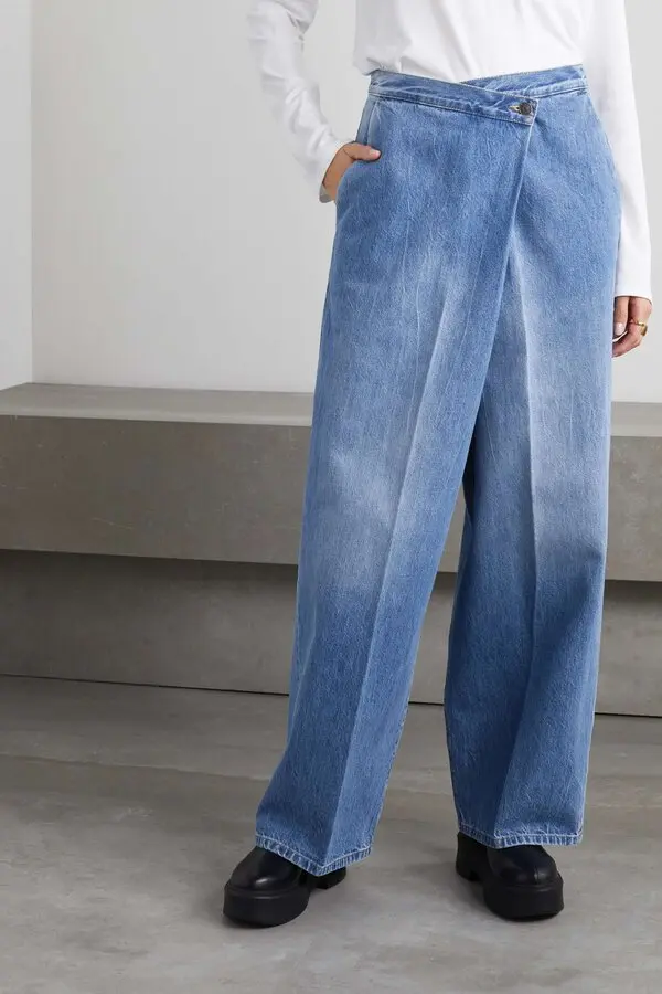 THE ROW Tunna Asymmetric High-rise Wide-leg Jeans