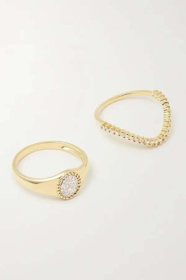 Yvonne Léon 9-karat Diamond Signet Ring Set
