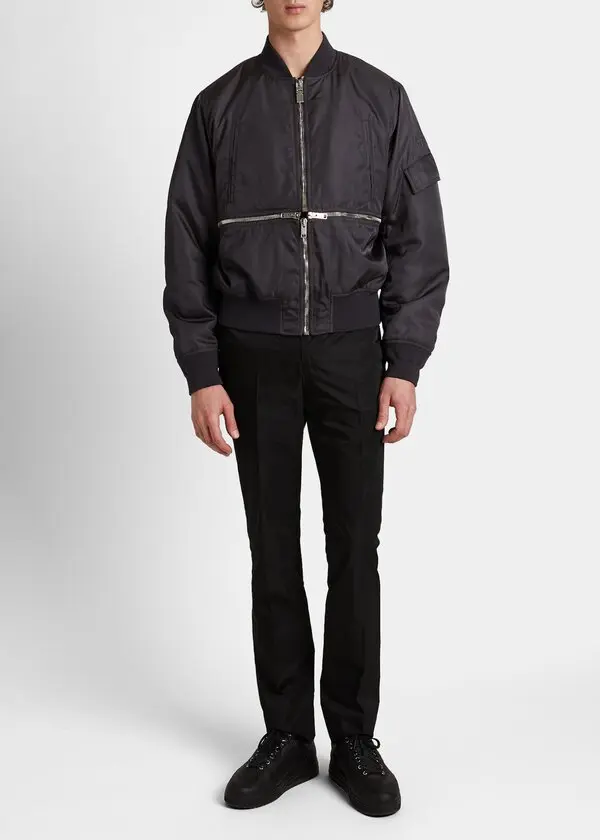 Givenchy Nylon 4-Cross Zip Bomber Jacket - Graphite | Editorialist