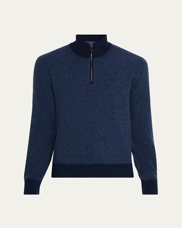 Ralph Lauren Purple Label Cashmere Half-zip Sweater - Navy