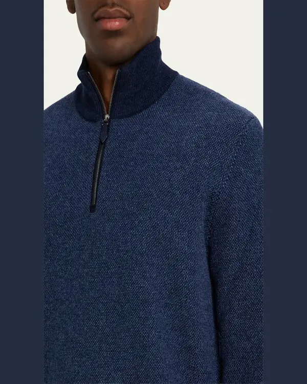 Ralph Lauren Purple Label Cashmere Half-zip Sweater - Navy