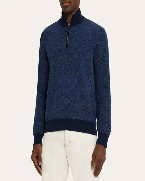 Ralph Lauren Purple Label Cashmere Half-zip Sweater - Navy