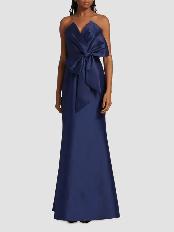 Badgley Mischka Strapless Bow Gown