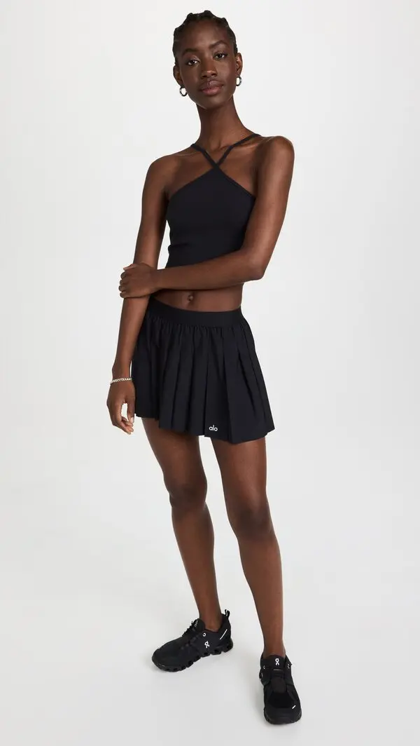 Alo Yoga Varsity Tennis Skirt - Black | Editorialist