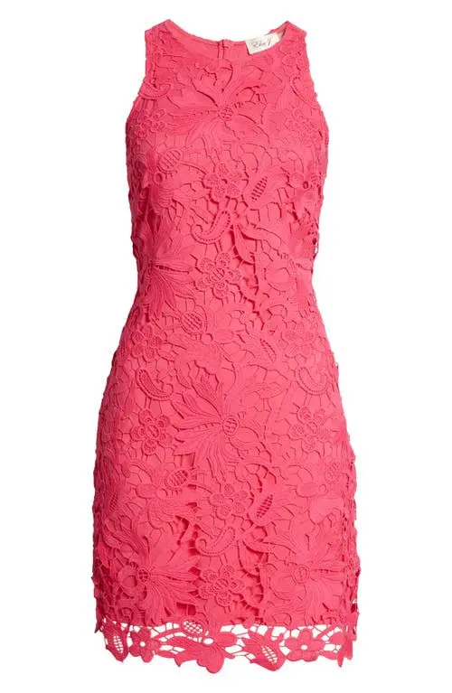 Eliza J Sleeveless Lace Overlay Shift Dress