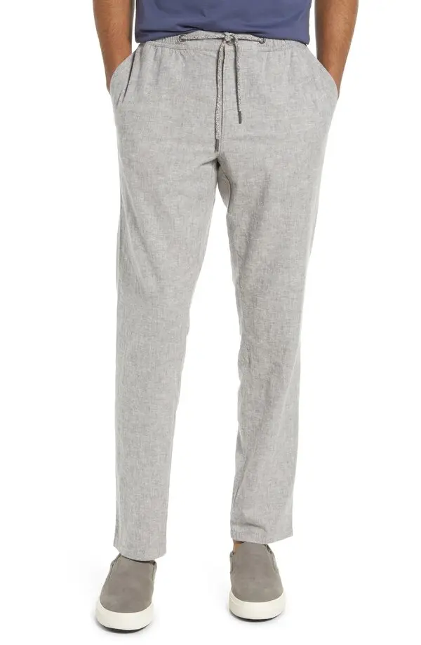 Nordstrom Linen & Cotton Blend Drawstring Pants - Grey Castlerock