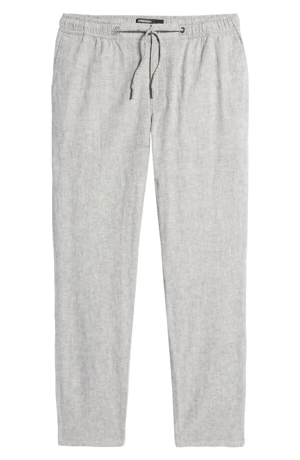 Nordstrom Linen & Cotton Blend Drawstring Pants - Grey Castlerock