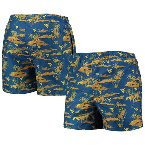 FOCO West Virginia Mountaineers Island Palm Swim Trunks - Navy