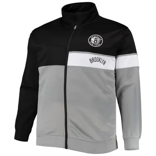 Profile Gray Brooklyn Nets Big & Tall Pieced Body Full-zip Track Jacket