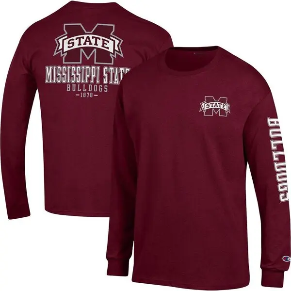 Champion Mississippi State Bulldogs Team Stack Long Sleeve T-shirt - Maroon