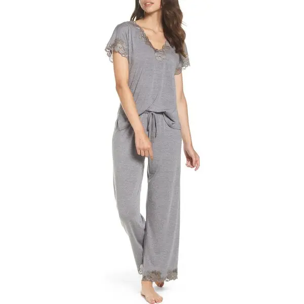 Natori Zen Floral' Pajama Set - Pastel Grey