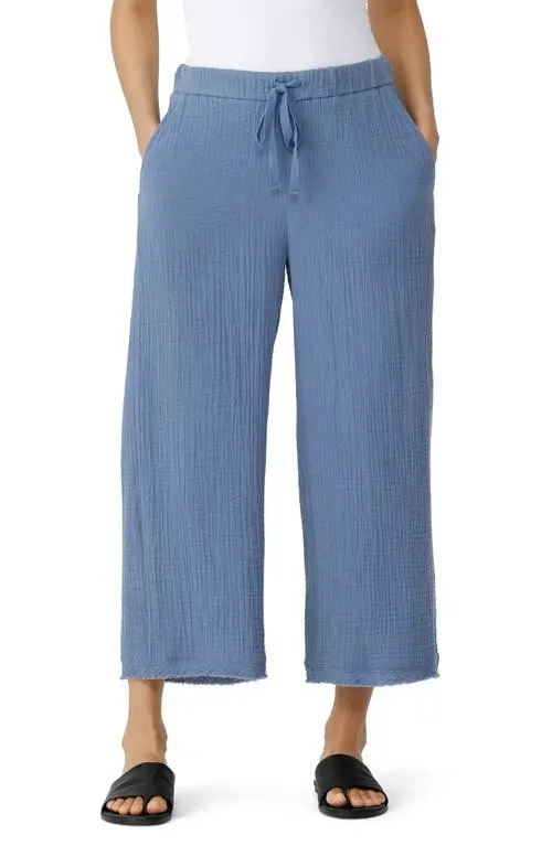 Eileen Fisher Wide Leg Organic Cotton Pants - Dusk