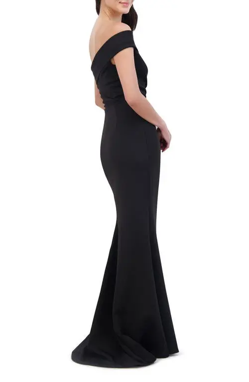 Eliza J Off-The-Shoulder Fit & Flare Gown - Black | Editorialist