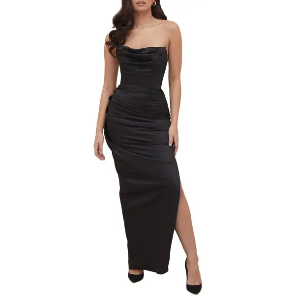 House Of Cb Adrienne Strapless Gown - Black