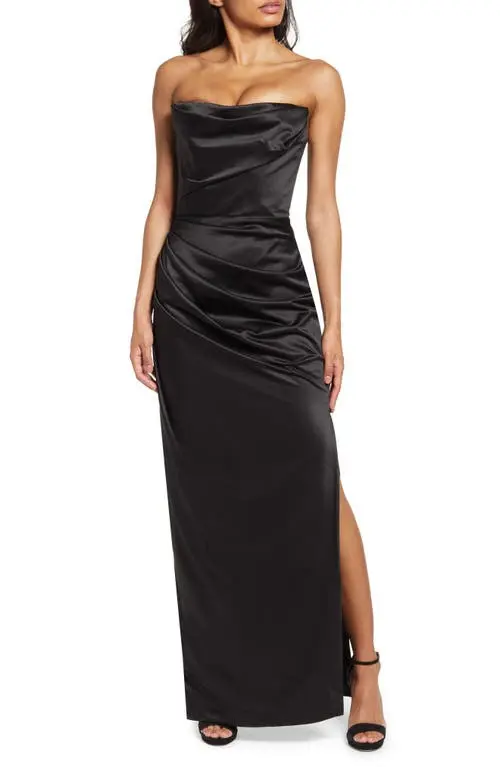 House Of Cb Adrienne Strapless Gown - Black