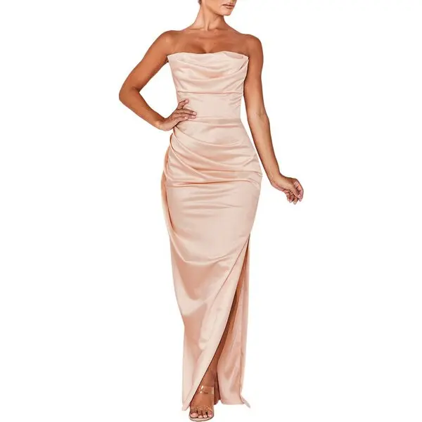 House Of Cb Adrienne Strapless Gown - Blush