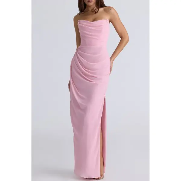 House Of Cb Adrienne Strapless Gown - Blush