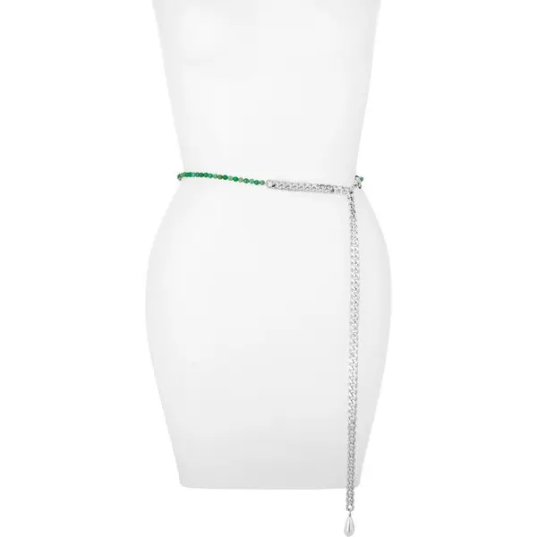 VIDAKUSH 50/50 Jade Belly Chain - Silver