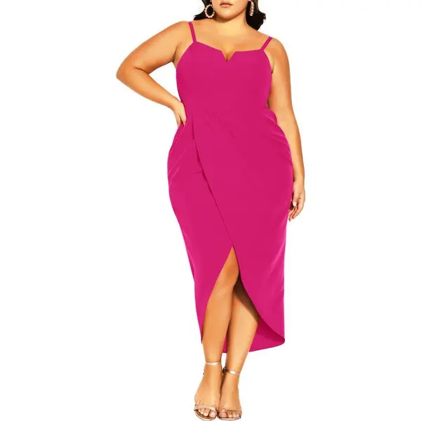 City Chic Sassy Dress - Shock Pink
