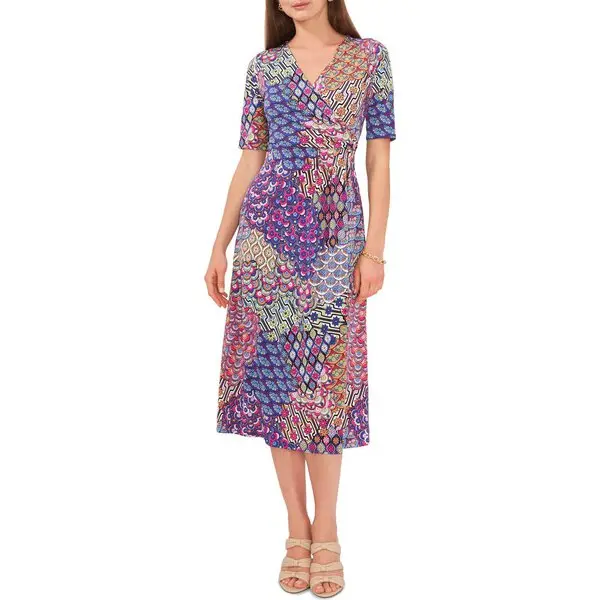 Chaus Mix Print Midi Dress - Cobalt