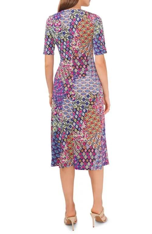 Chaus Mix Print Midi Dress - Cobalt