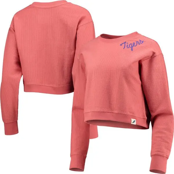 LEAGUE COLLEGIATE WEAR Clemson Tigers Corded Timber Cropped Pullover Sweatshirt - Orange