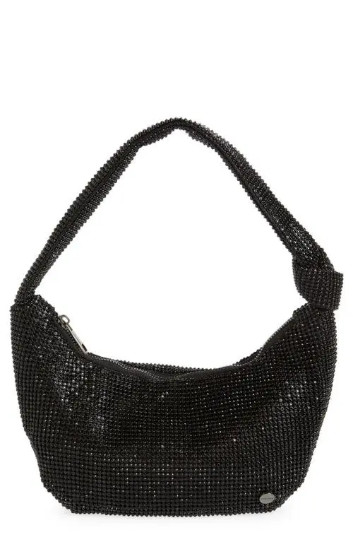 OLGA BERG Jessica Crystal Croissant Bag - Black