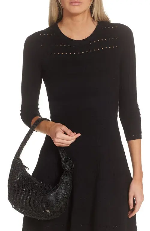 OLGA BERG Jessica Crystal Croissant Bag - Black