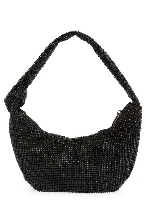 OLGA BERG Jessica Crystal Croissant Bag - Black
