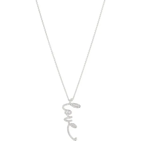 Nadri Cirque Love Pavé Zirconia Pendant Necklace - Rhodium