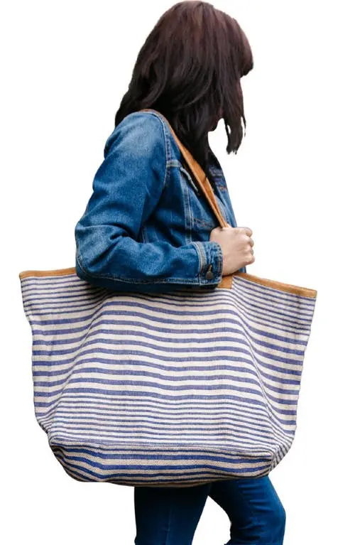 WILL & ATLAS Paloma Stripe Tote Bag - Indigo