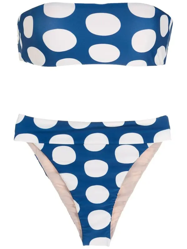 ADRIANA DEGREAS Pois High-leg Swimsuit - Blue
