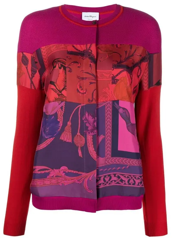 FERRAGAMO Panelled Heritage-print Cardigan
