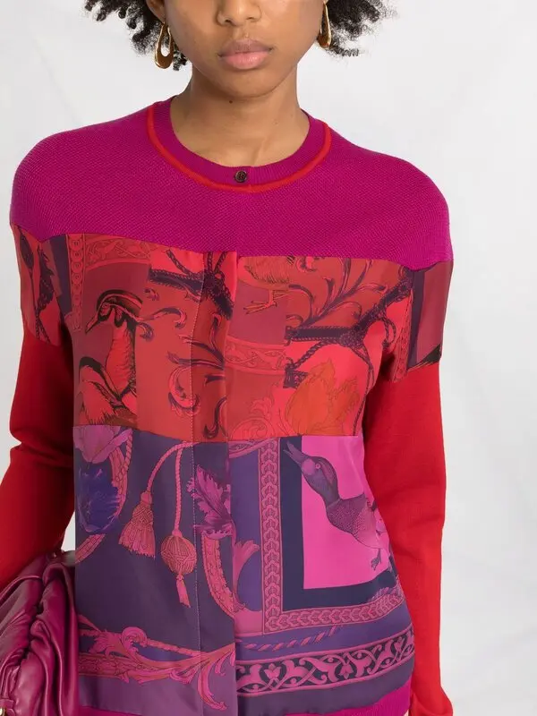 FERRAGAMO Panelled Heritage-print Cardigan