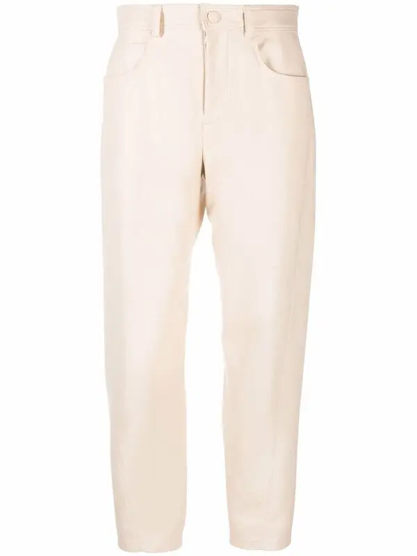 Stella McCartney Faux Leather Straight Leg Trousers - Neutrals