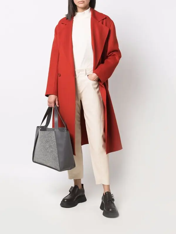 Stella McCartney Faux Leather Straight Leg Trousers - Neutrals