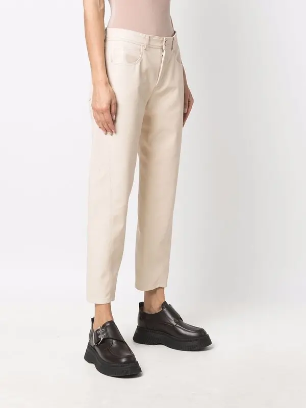 Stella McCartney Faux Leather Straight Leg Trousers - Neutrals