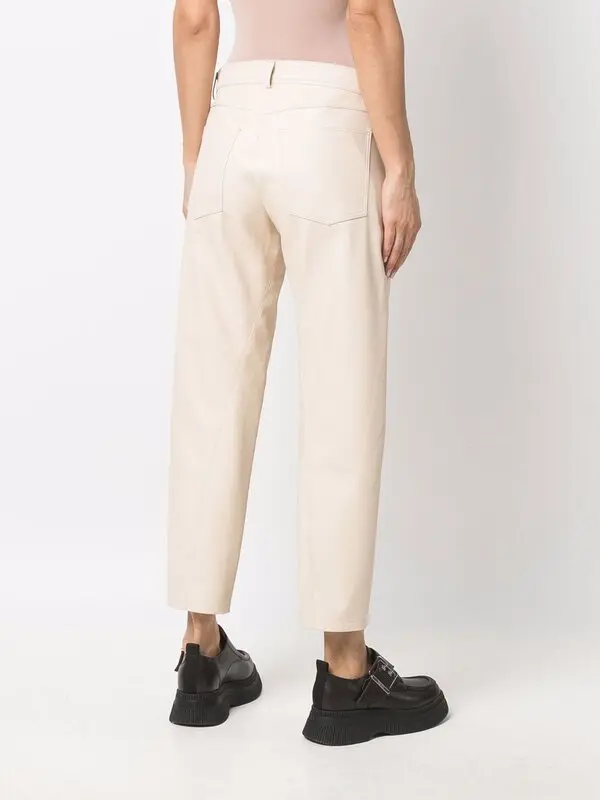 Stella McCartney Faux Leather Straight Leg Trousers - Neutrals