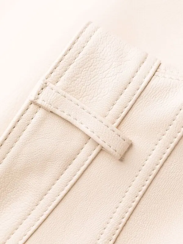 Stella McCartney Faux Leather Straight Leg Trousers - Neutrals