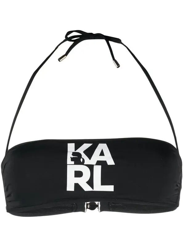 Karl Lagerfeld Logo-print Bandeau Bikini Top