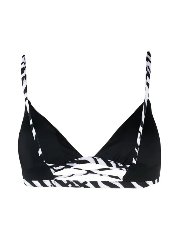 Karl Lagerfeld Logo Zebra-trim Bikini Top