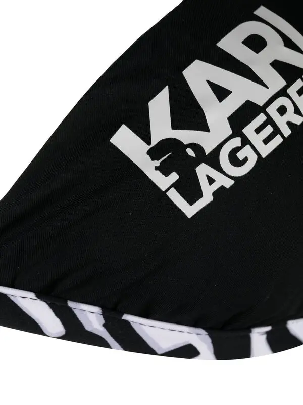 Karl Lagerfeld Logo Zebra-trim Bikini Top