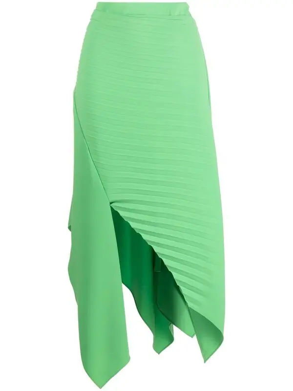A.W.A.K.E. Mode Pleated Asymmetric Midi Skirt
