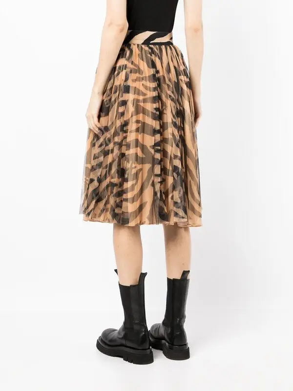 Off-White Zebra-print Flared Skirt - Brown