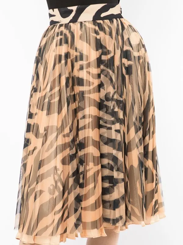 Off-White Zebra-print Flared Skirt - Brown