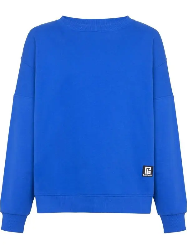 Balmain Logo-patch Cotton Sweatshirt - Blue