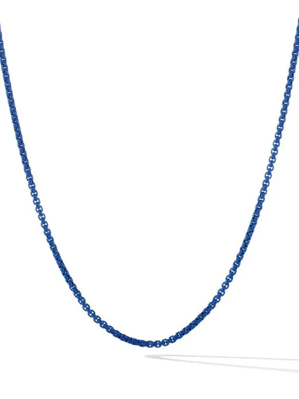 David Yurman Sterling Silver Box Chain Necklace - Blue