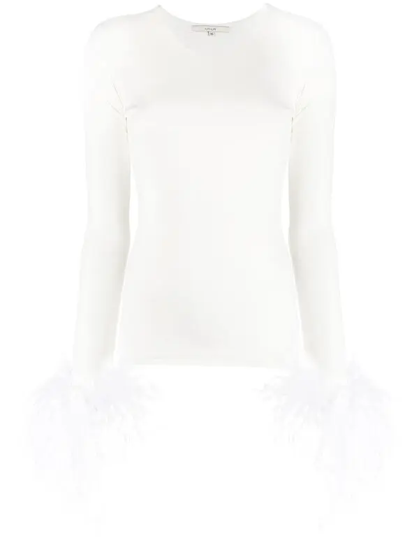 MANURI Elektra Feather-trim Blouse - White